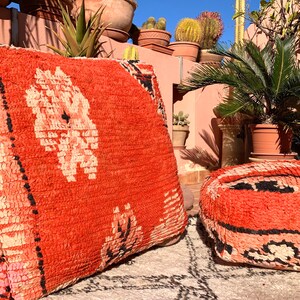 Vintage Berber Pouf Moroccan Kilim Floor Cushion Easter Wool Square ...