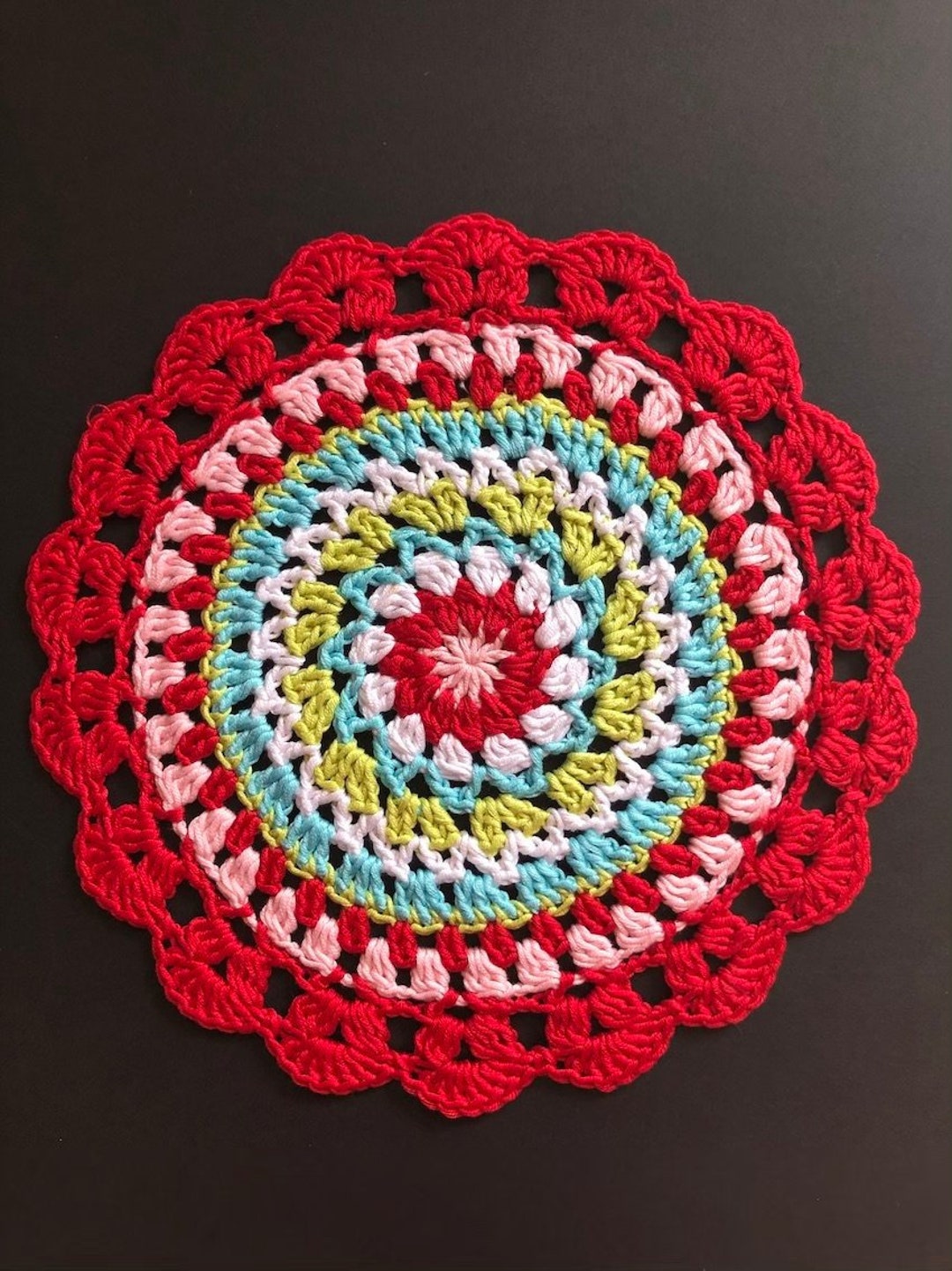 Floral Doily PDF – Round Table Decoration Guide – Colorful Table Mat - Etsy