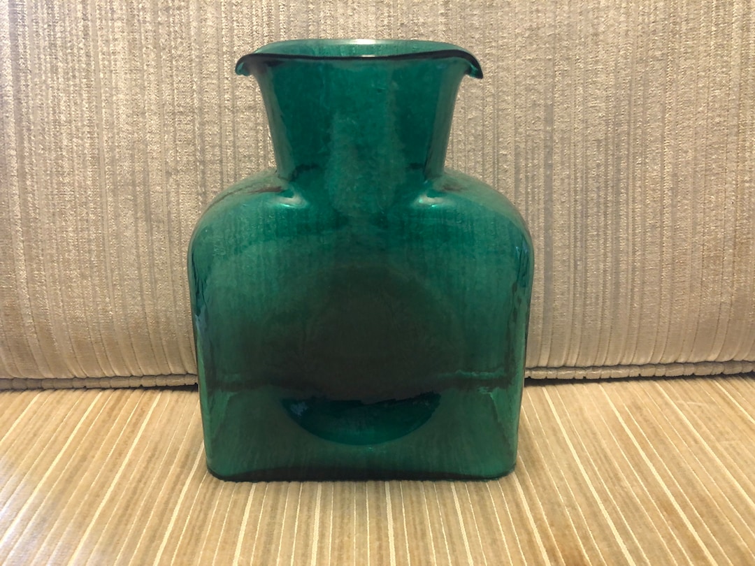 Mid Century Blenko Surf Green Double Spout Hand Blown Glass Carafe ...