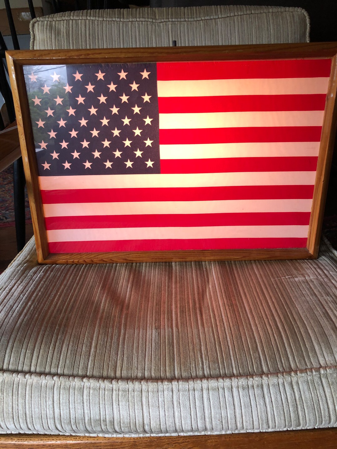 American USA Flag Patriotic July 4th Custom Table Lamp Light Elks Lodge ...