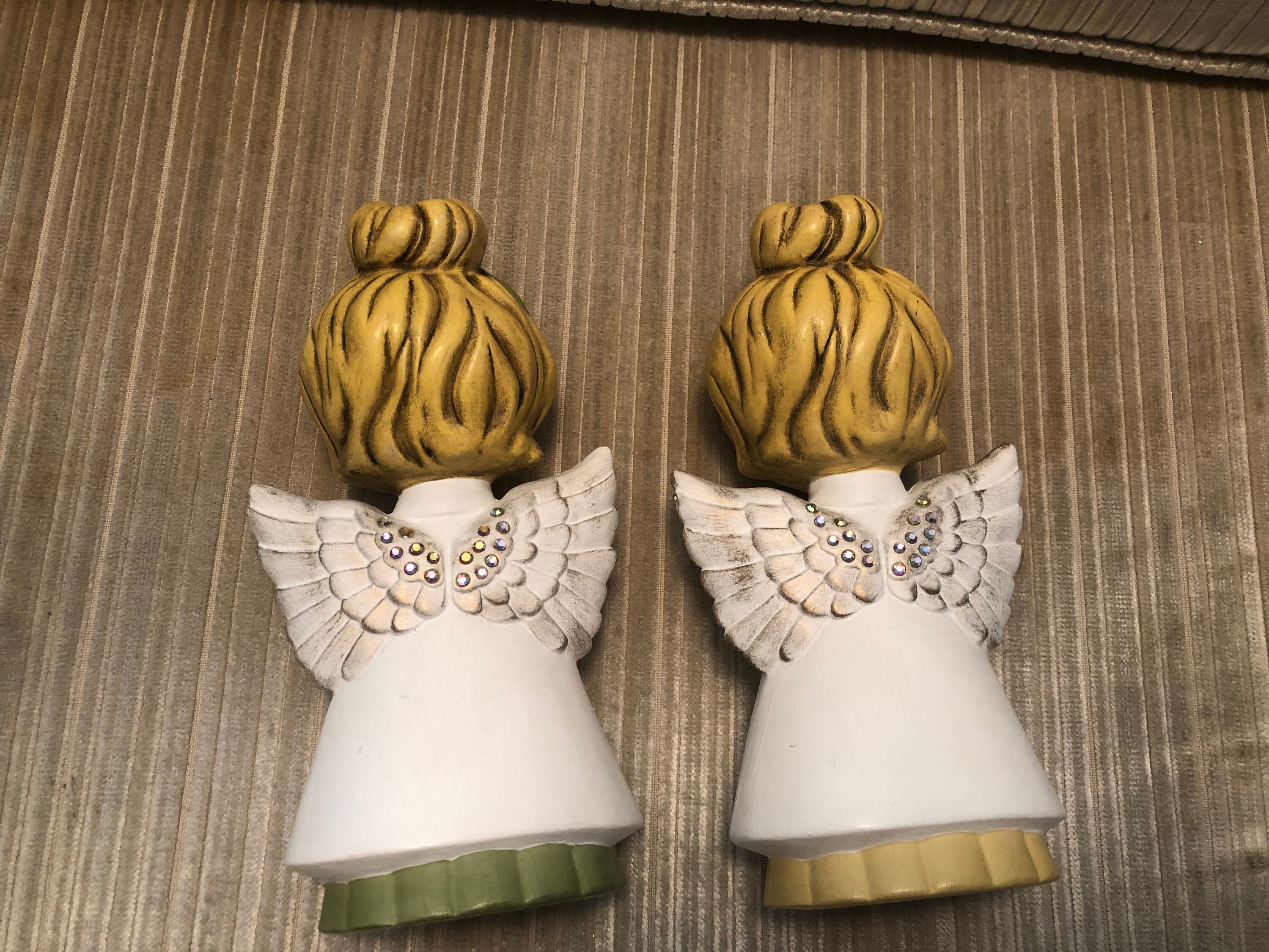 Vintage 1970s Ceramic Holland Mold Singing Christmas Choir Angels Green ...