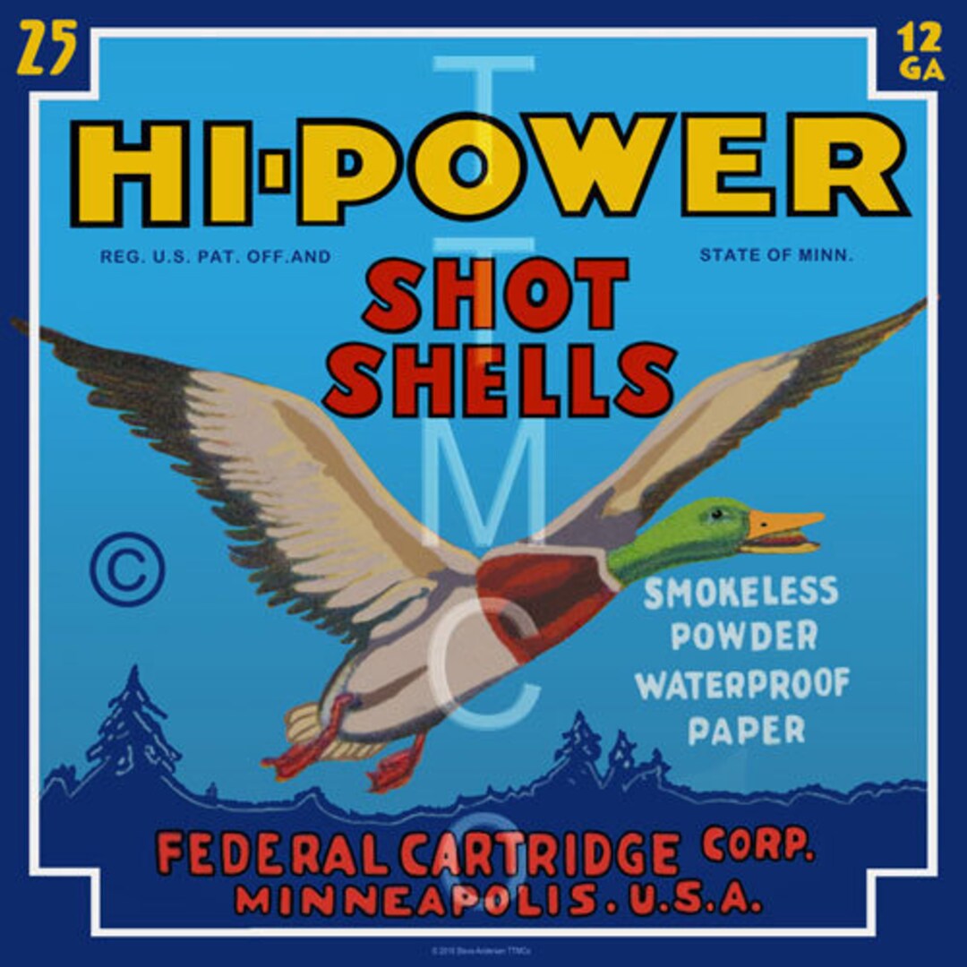 Reproduced Vintage Federal "hi - Power" Shotgun Shells Box Label Canvas ...