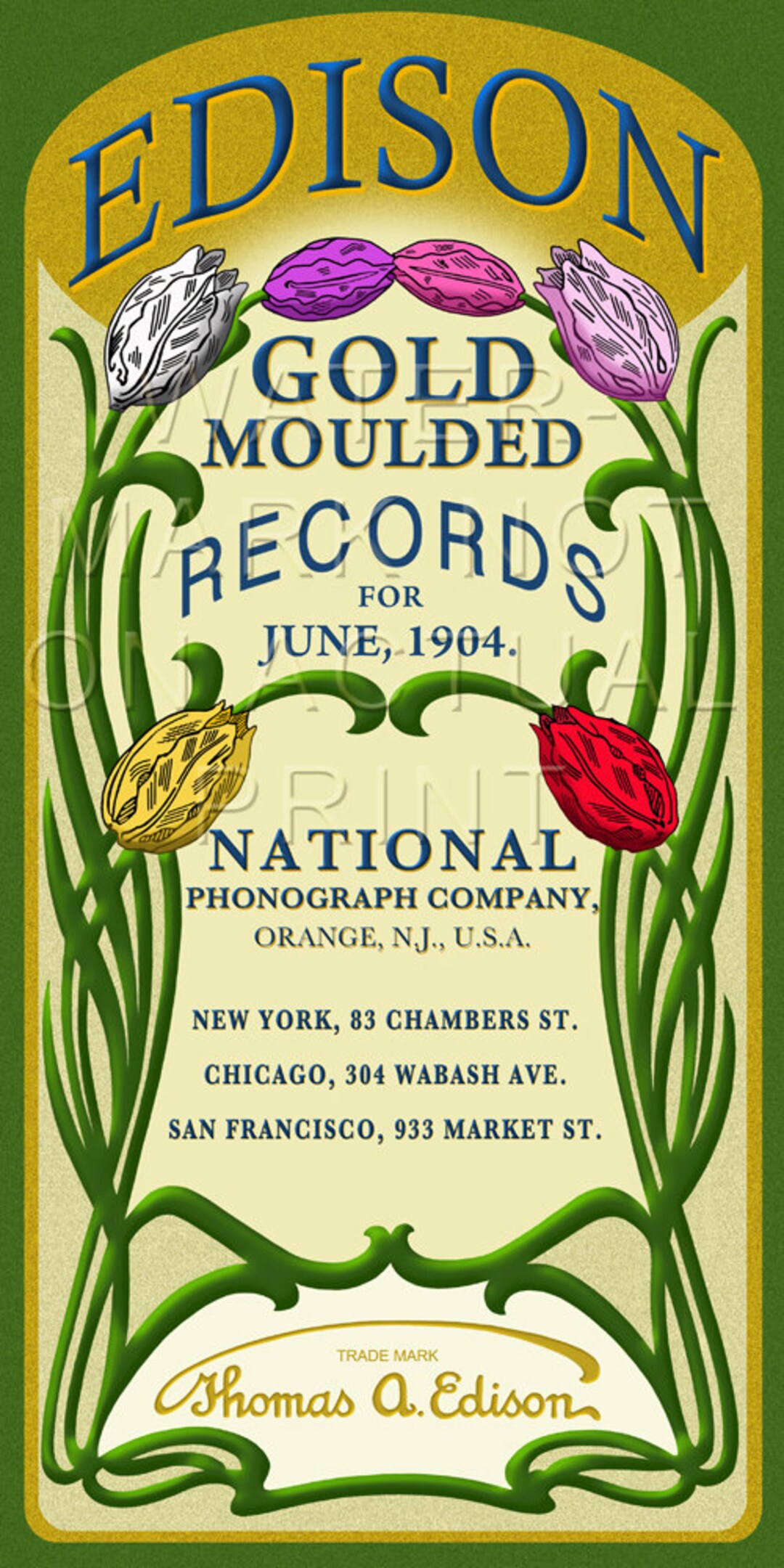 Reproduced Vintage Edison Gold Moulded Records Canvas Print - Etsy