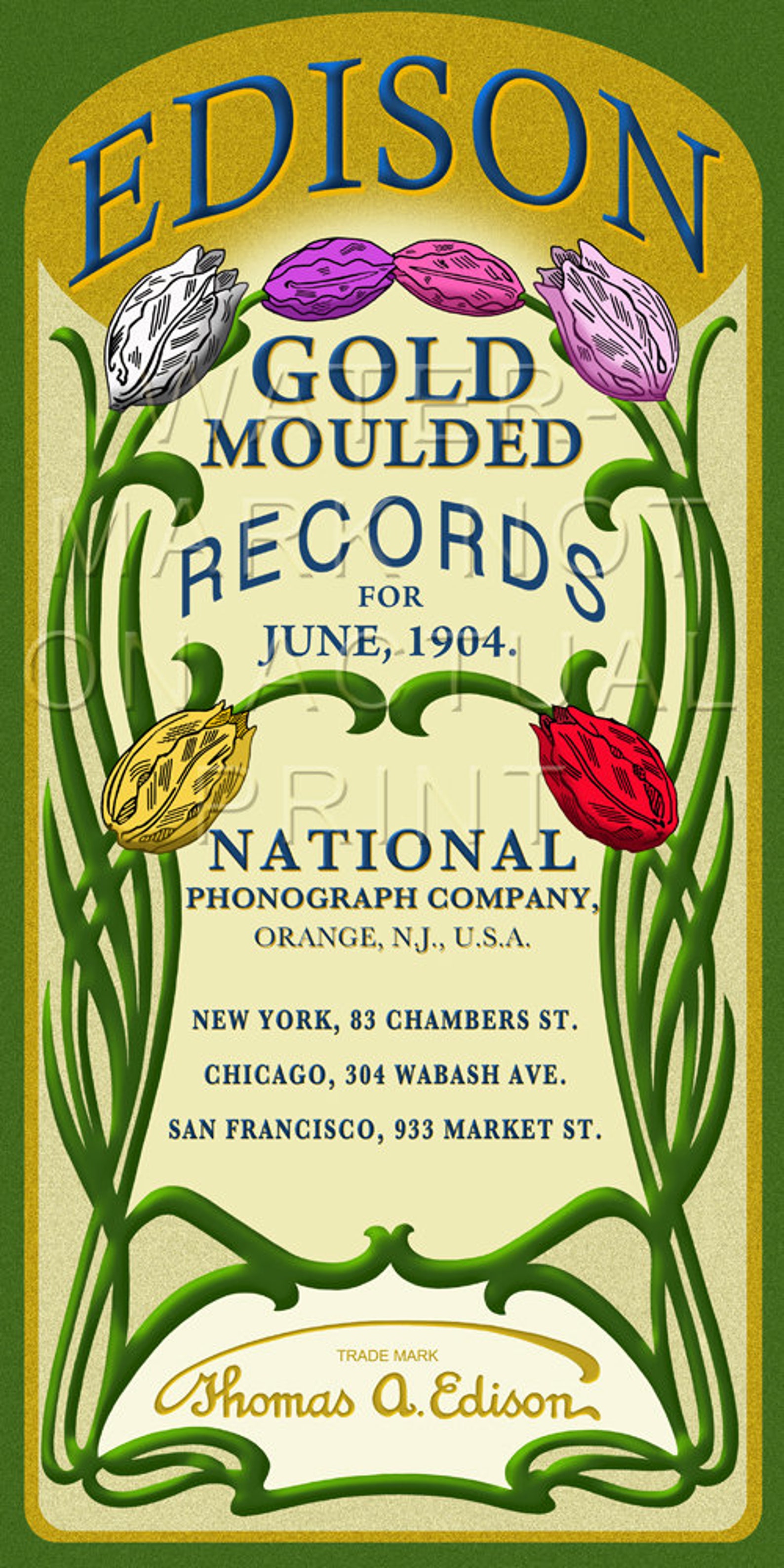 Reproduced Vintage Edison Gold Moulded Records Canvas Print - Etsy