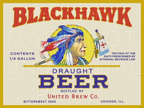 Blackhawk Beer by the United Brew Company Chicago ILL Label | Etsy