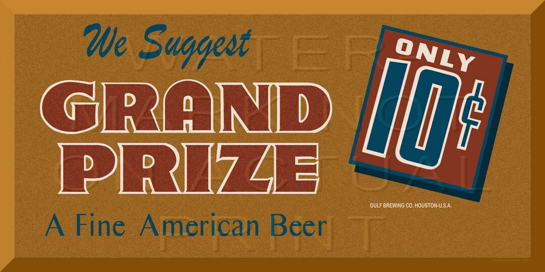 Reproduced Grand Prize Beer Cans Print Gulf Brewing Co Houston, TX - Etsy