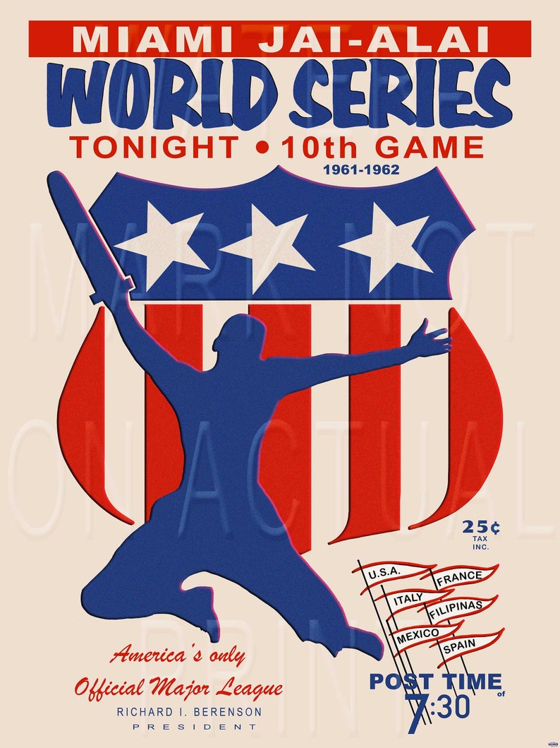 Vintage Miami, Florida Jai-alai 1960s World Series Program Cover ...