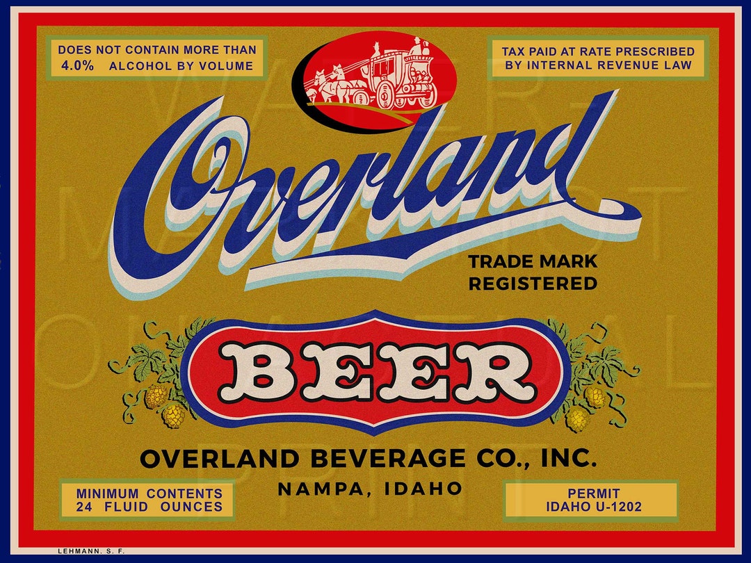 Overland Beer Overland Beverage Co. Nampa, Idaho Beer Label Canvas ...
