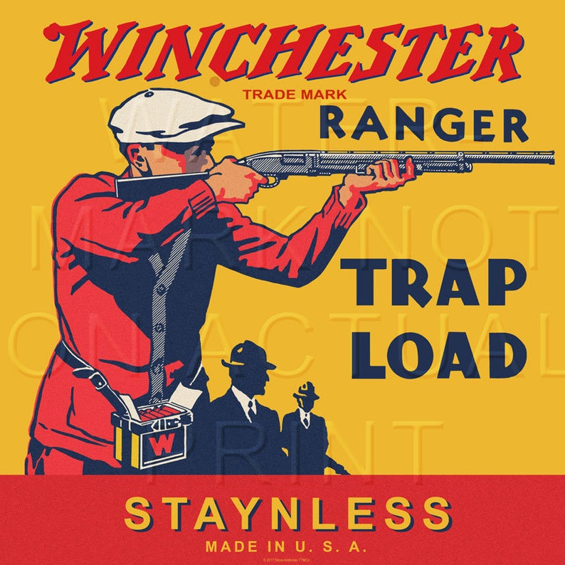 Reproduced Vintage Winchester "trap Load" Shotgun Shells Box Label ...