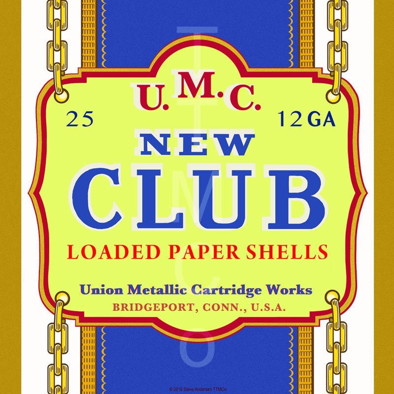 Reproduced Vintage UMC "new Club" Shotgun Shells Box Label Canvas Print ...