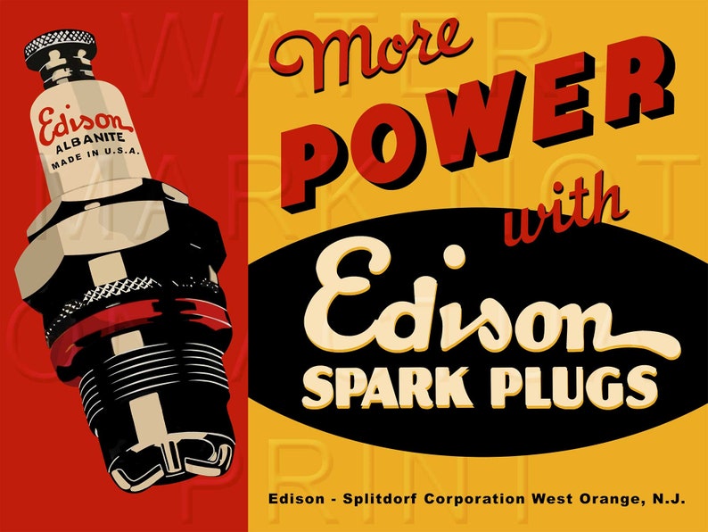 Edison Splitdorf Spark Plugs Advertisement Canvas Print - Etsy