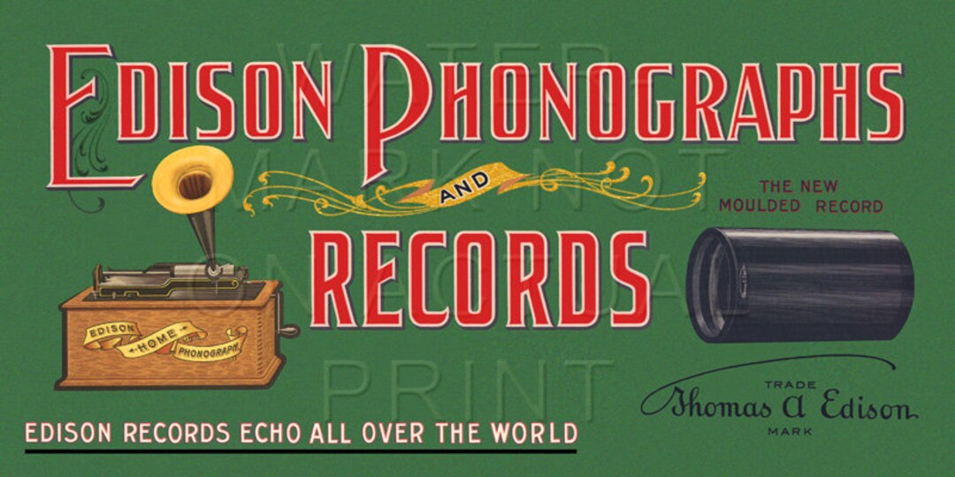 Phonograph Print Edison Phonograph Print Edison Records Print ...