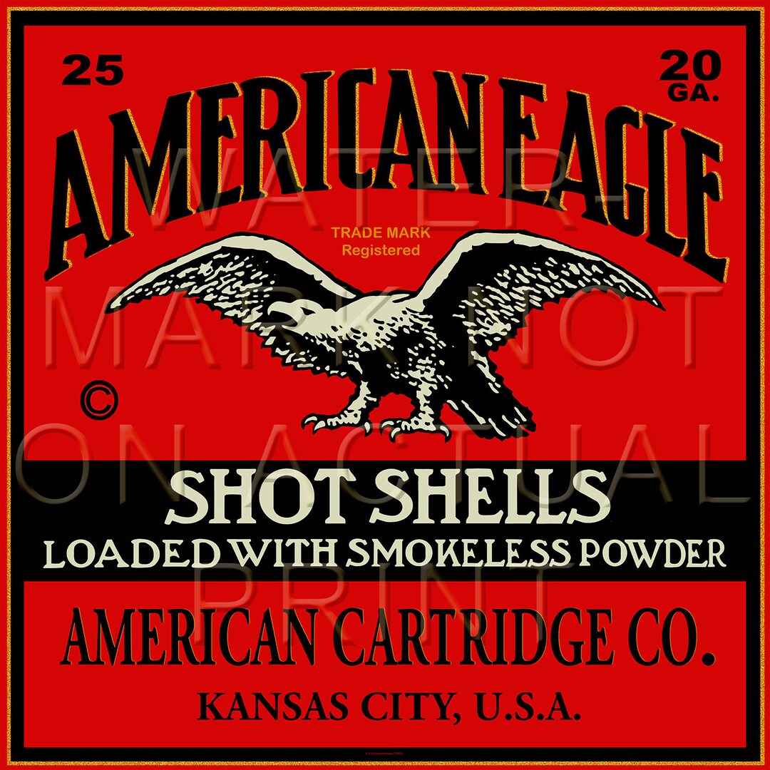 Reproduced Vintage American Eagle Shotgun Shells Box Label Canvas Print ...