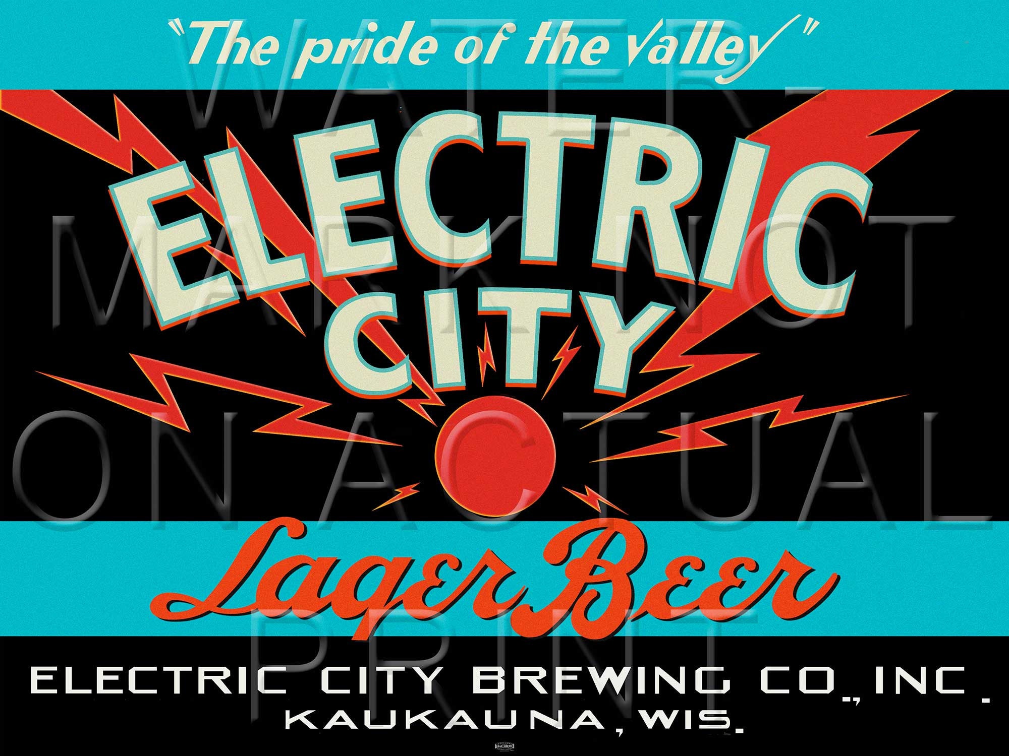 Reproduced Electric City Lager Beer Sign Electric City Brewing Company ...