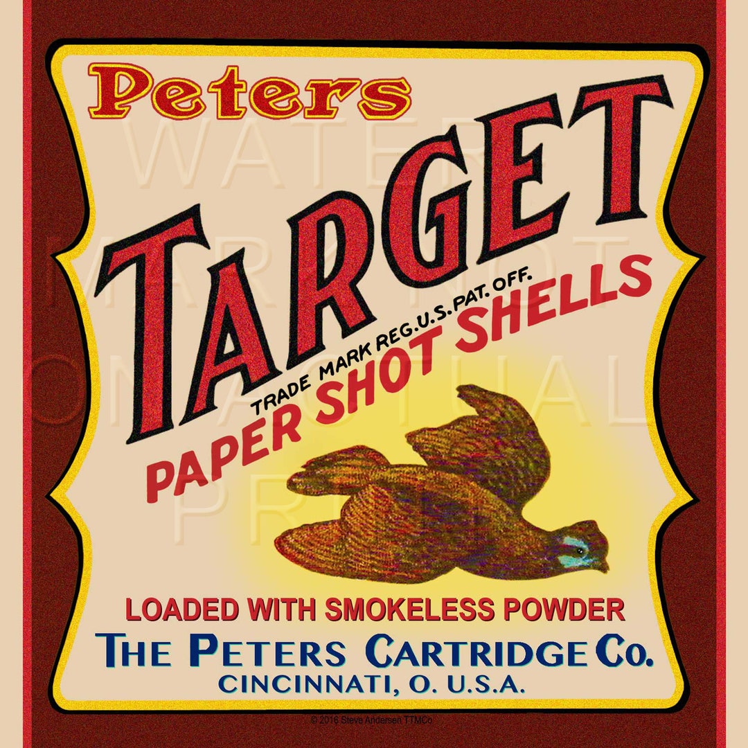 Reproduced Vintage Peters "target" Paper Shot Shotgun Shells Box Label ...