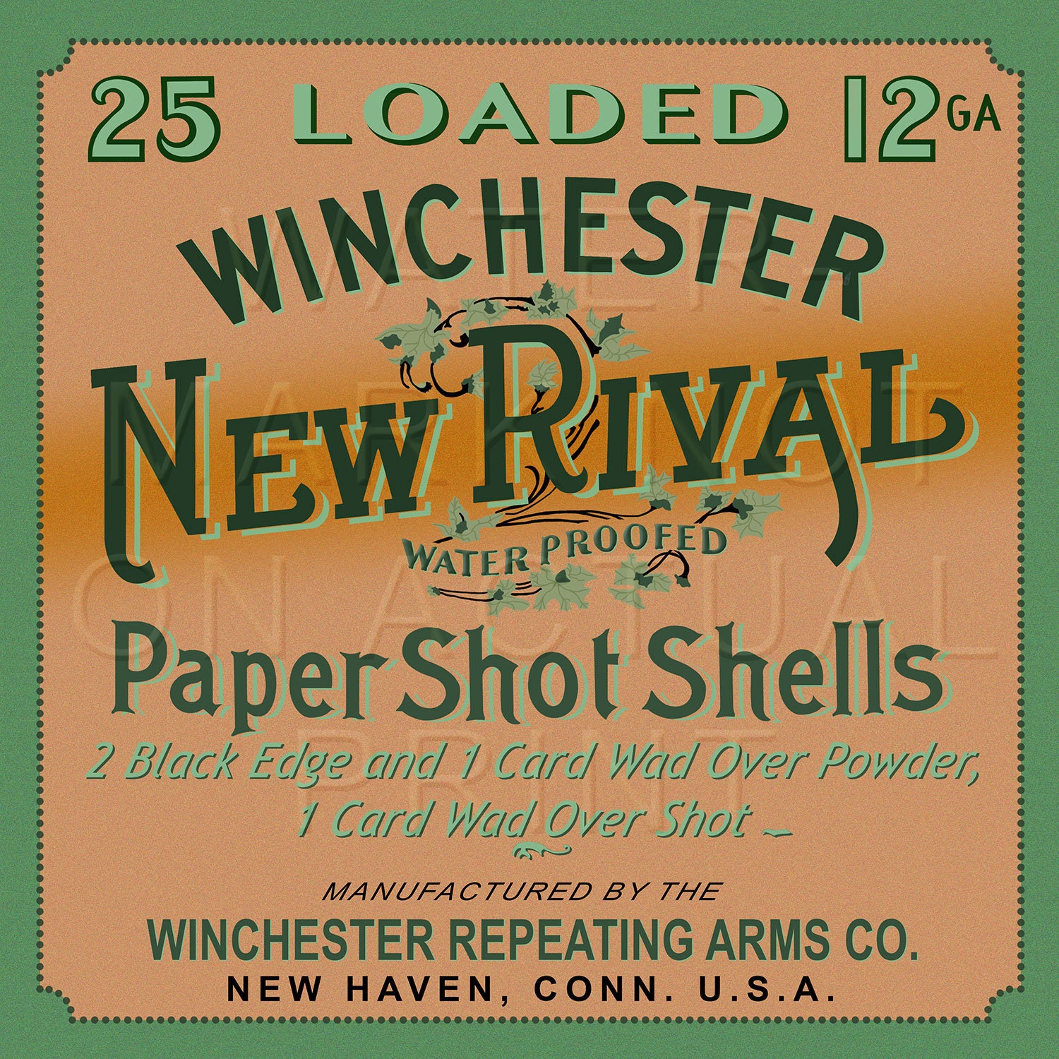 Reproduced Vintage Winchester "new Rival" Shotgun Shells Box Label ...