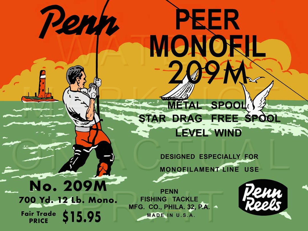 Vintage Penn Fishing Reel Box Label "peer Monofil 209M Canvas Print - Etsy