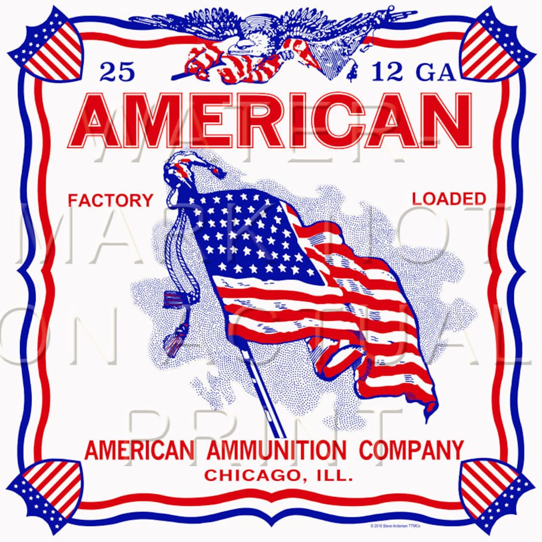 Reproduced Vintage American Ammunition Shotgun Shells Box Label Canvas ...