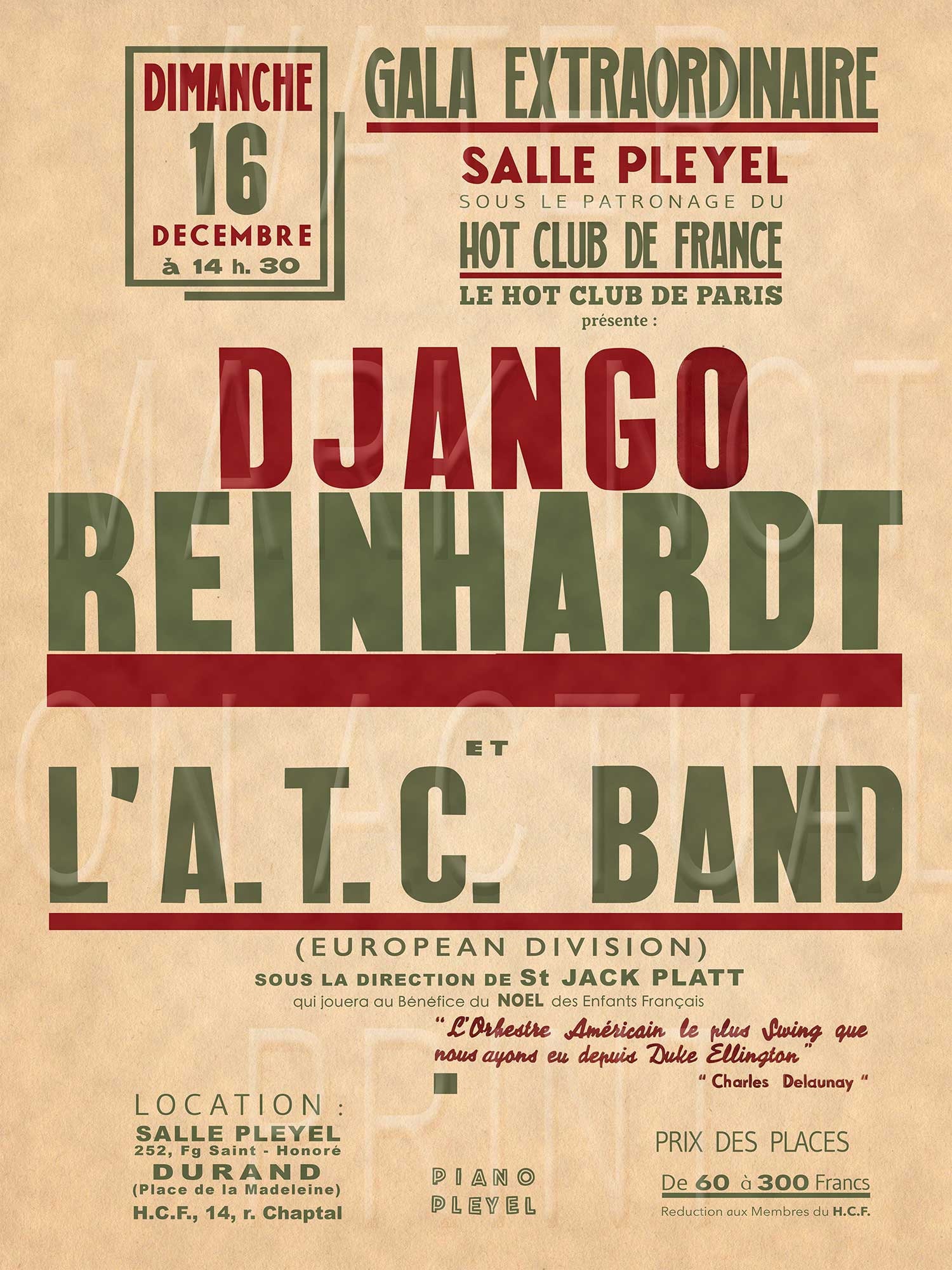 Reproduced Vintage Django Reinhard Poster Canvas Print - Etsy