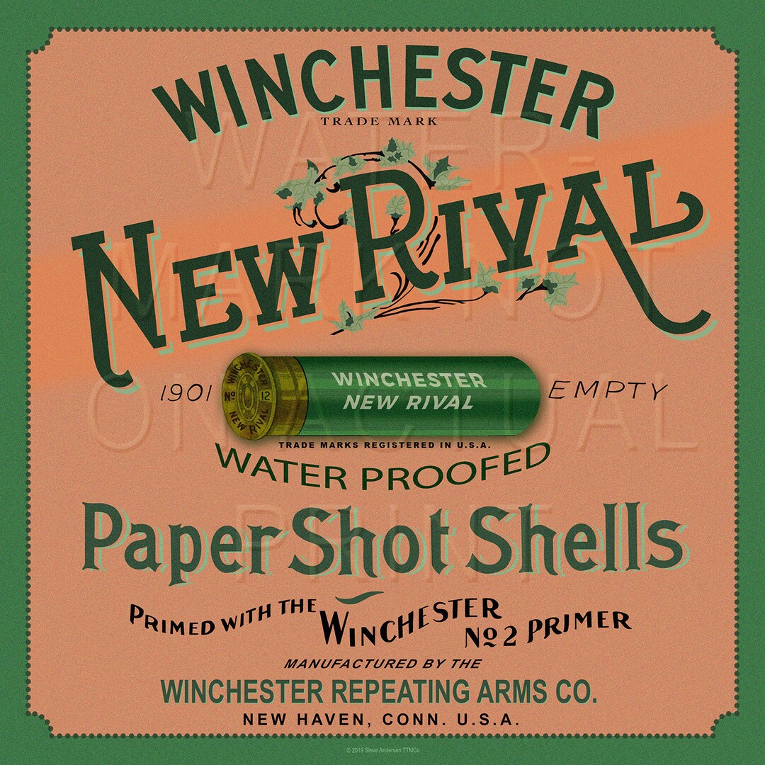 Reproduced Vintage Winchester "new Rival" Shotgun Shells Box Label ...