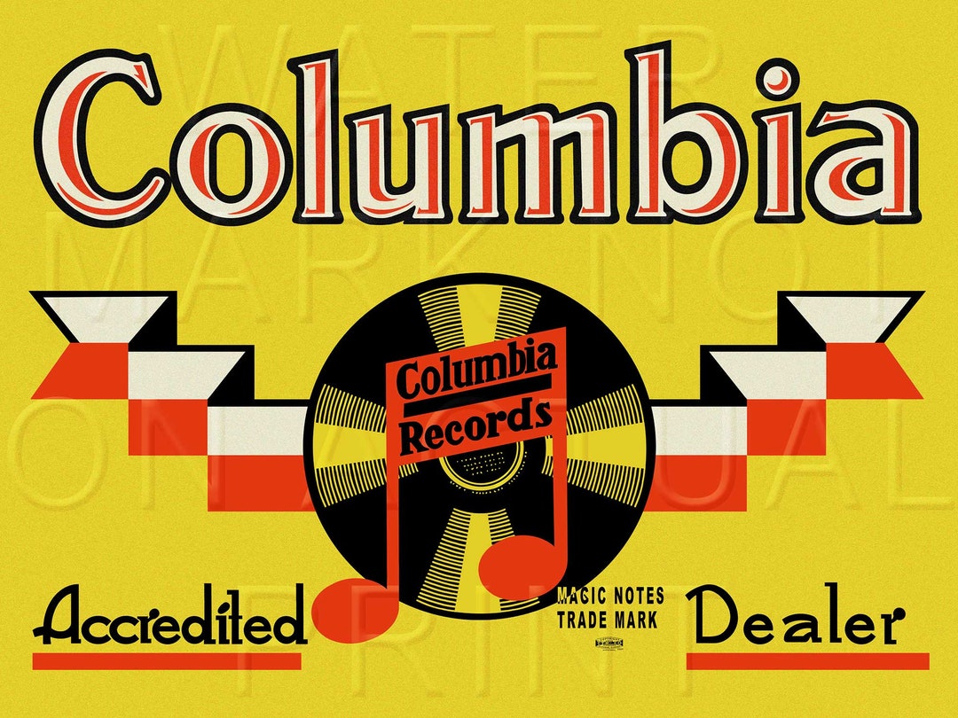 Reproduced Vintage Columbia Records Sign on Satin Canvas - Etsy