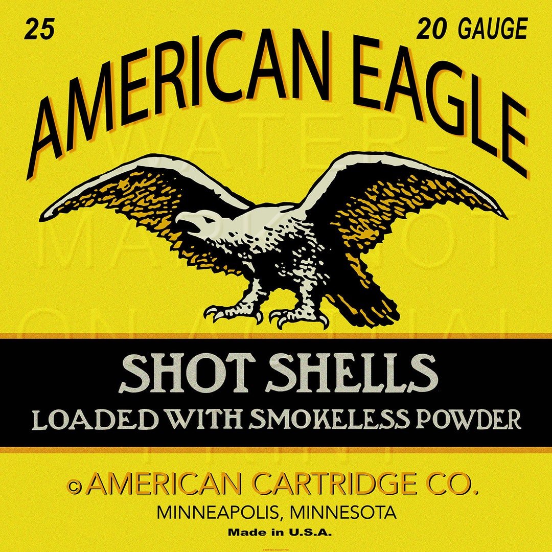 Reproduced Vintage American Eagle Shotgun Shells Box Label Canvas Print ...