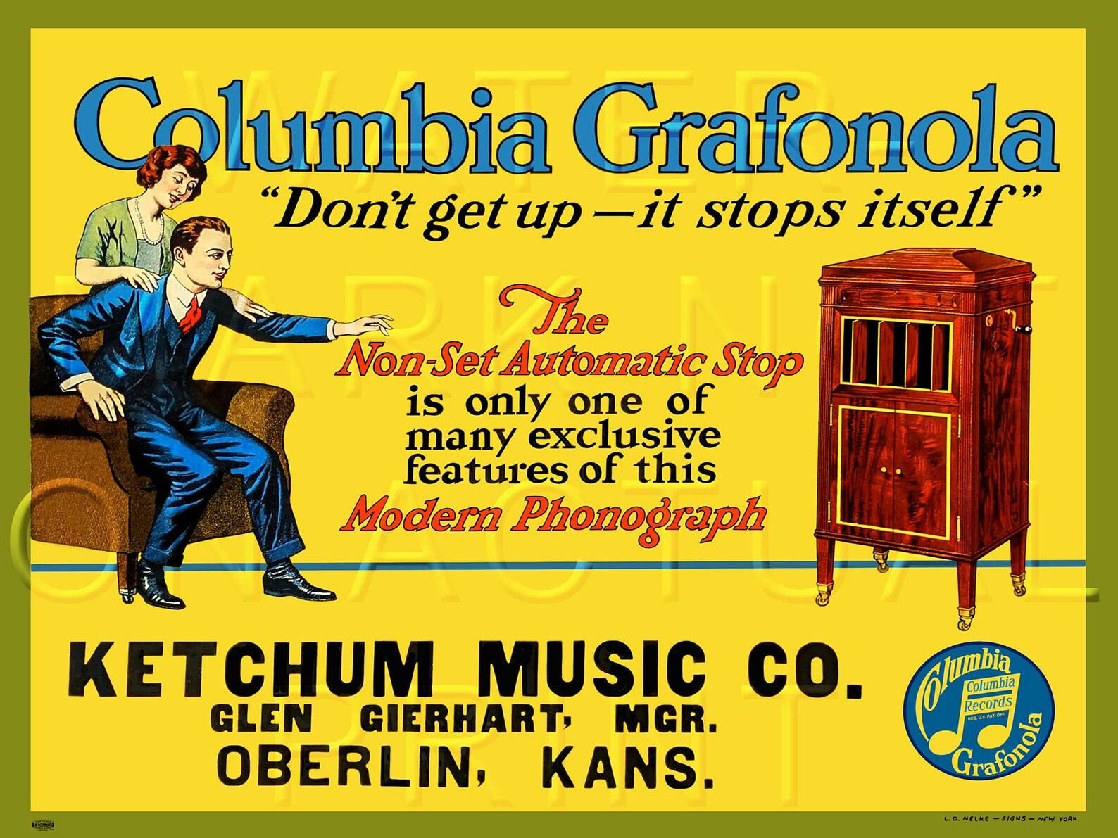Reproduced Vintage Columbia Graphophone Phonograph Canvas Print - Etsy