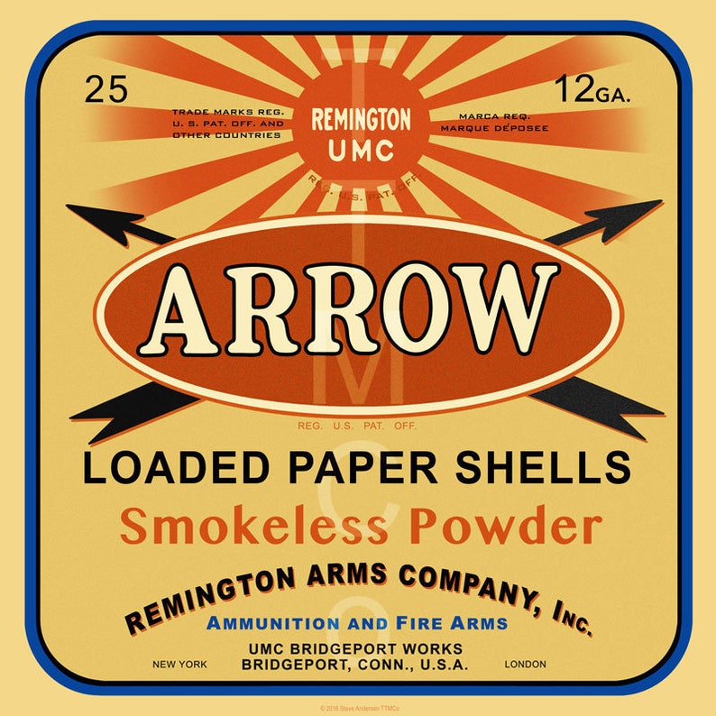 Reproduced Vintage Remington "arrow" Shotgun Shells Box Label Canvas ...