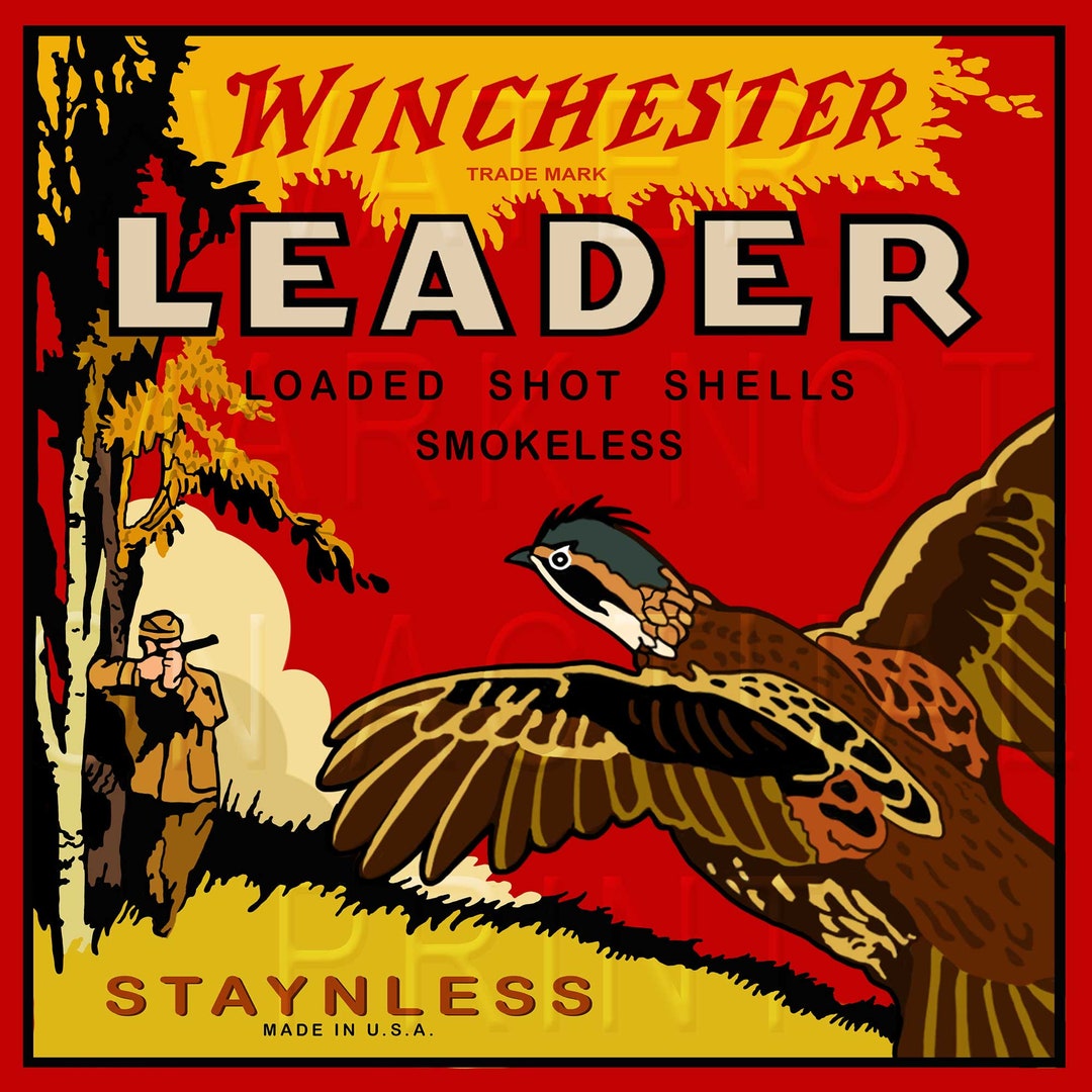 Reproduced Vintage Winchester "leader" Shotgun Shells Box Label Canvas ...