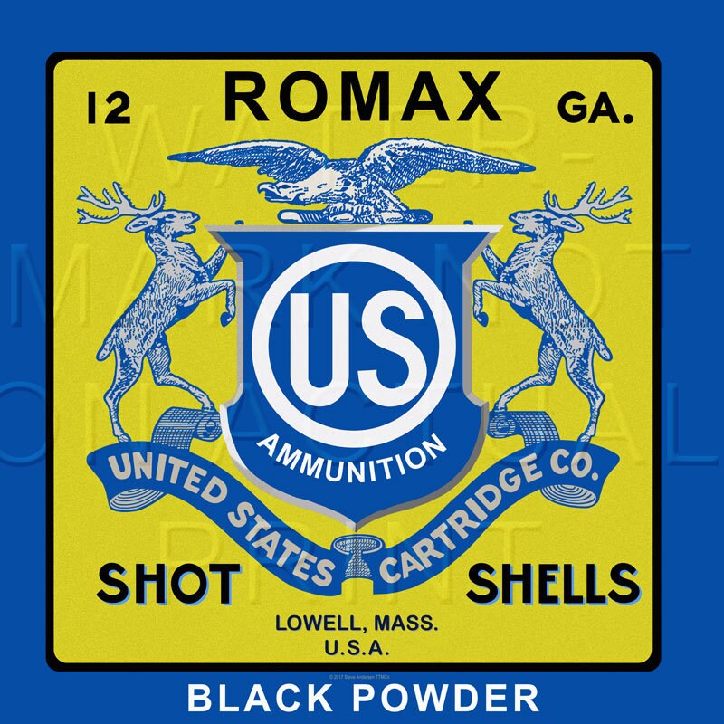 Reproduced Vintage U.S. Ammunition Label "romax" Shotgun Shells Canvas ...