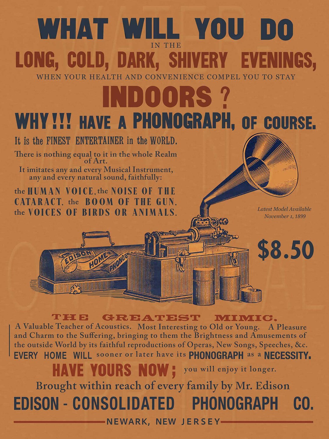 Reproduced Vintage Edison Consolidated Phonograph Canvas Print - Etsy