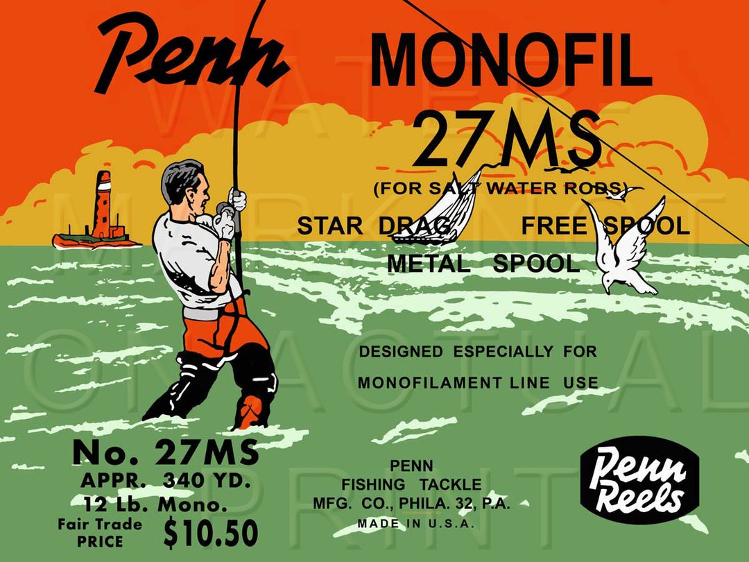 Vintage Penn Fishing Reel Box Label "monofil 27ms" Canvas Print - Etsy