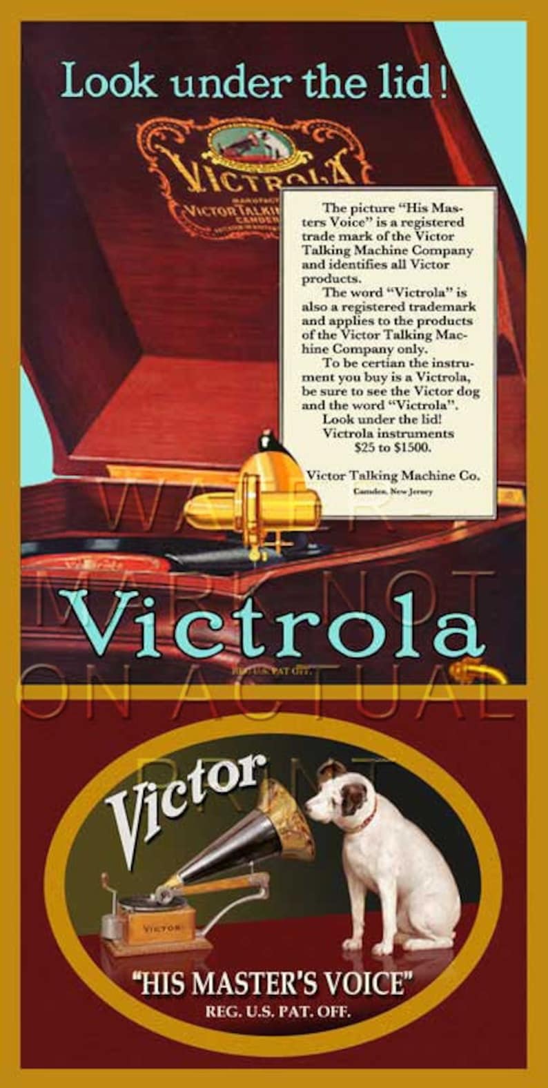 Reproduced Vintage Victor Talking Machine Canvas Print - Etsy