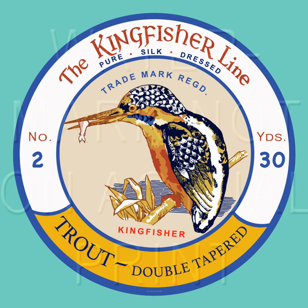 Reproduced Vintage Kingfisher Fishing Line Box Label Canvas Print - Etsy
