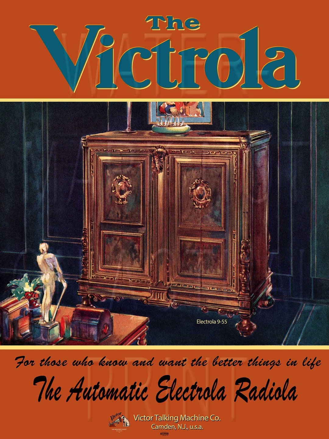 Reproduced Vintage Victor 9-55 Electrola Radiola Victrola Talking ...