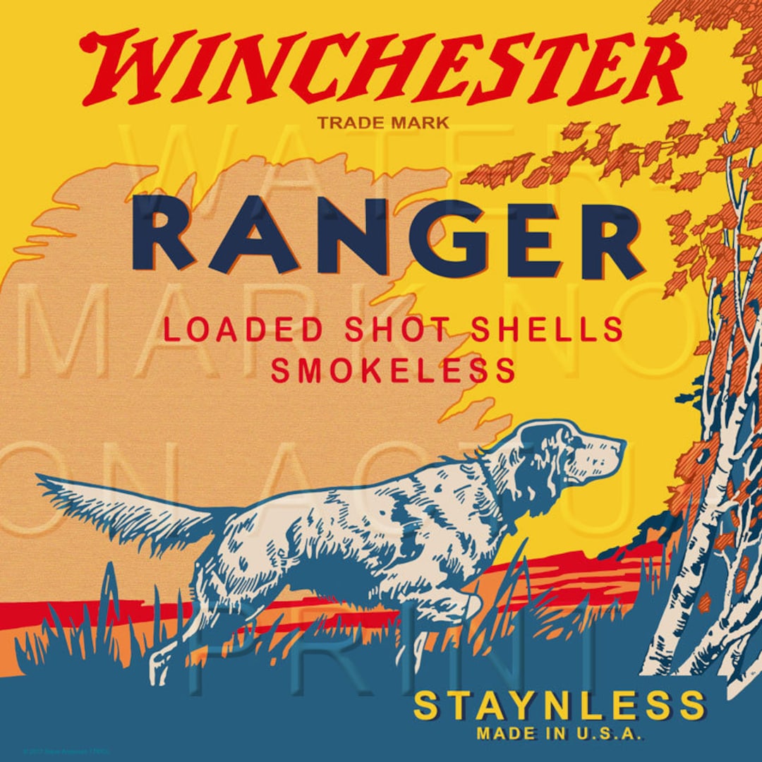 Reproduced Vintage Winchester "ranger" Shotgun Shells Box Label Canvas ...