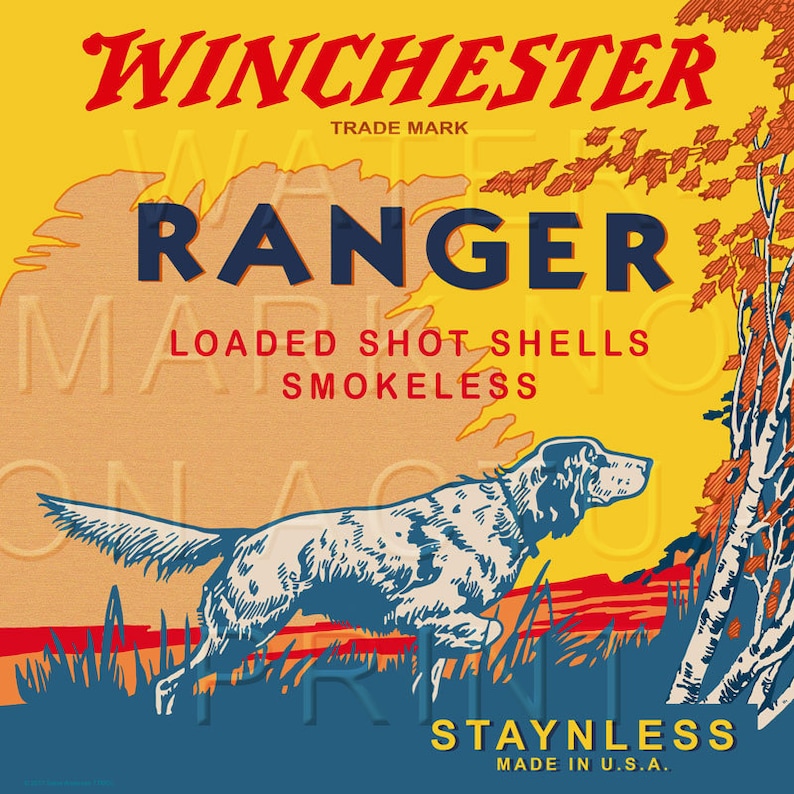 Reproduced Vintage Winchester "ranger" Shotgun Shells Box Label Canvas ...
