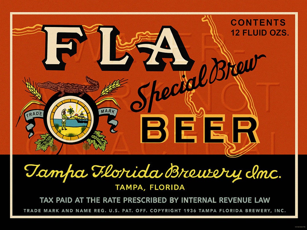 Custom FLA Beer Tampa Florida Brewery Inc Beer Label Canvas Print - Etsy