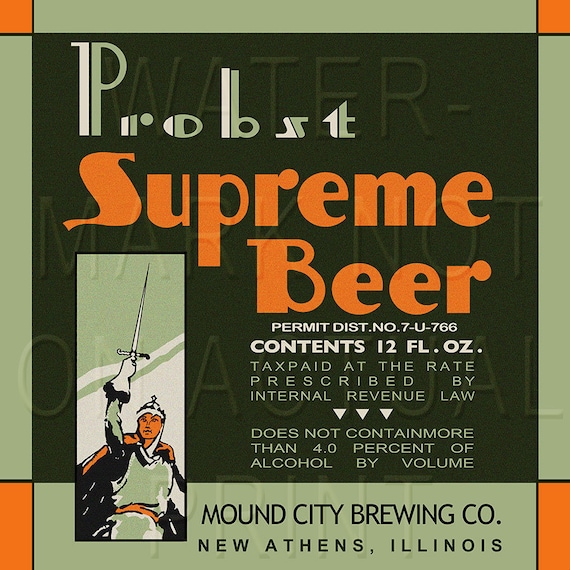 Reproduced Vintage Probst Supreme Mound City Brewing Co Beer | Etsy