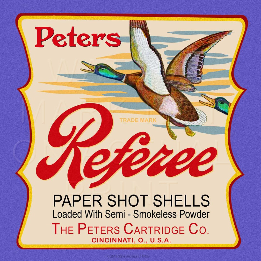 Reproduced Vintage Peters "referee" Shot Shells Box Label Canvas Print ...