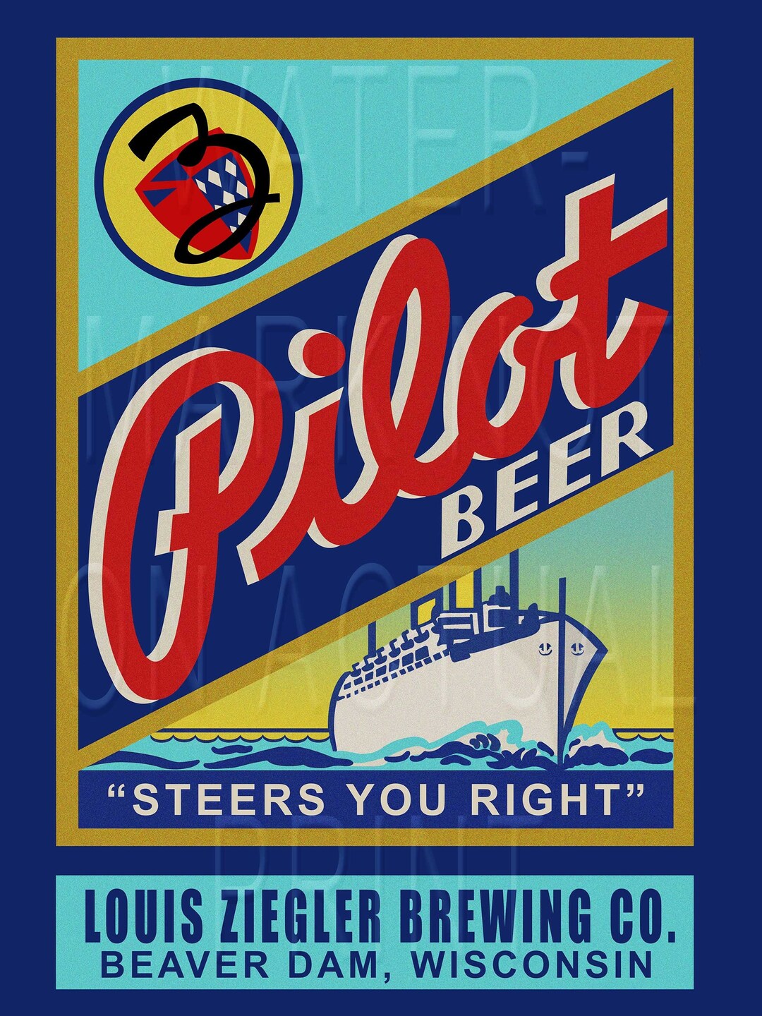 Reproduced Pilot Beer Ziegler Brewing Company Beaver Dam, Wisconsin ...