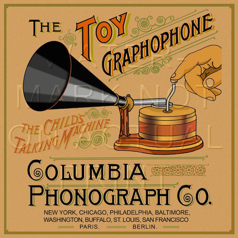 Columbia Phonograph Company Toy Graphophone Box Label Canvas Print - Etsy