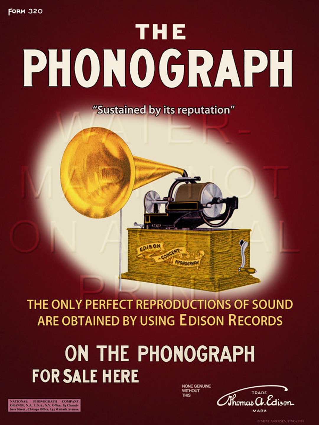 Reproduced Vintage Edison Concert Phonograph, National Phonograph Co ...