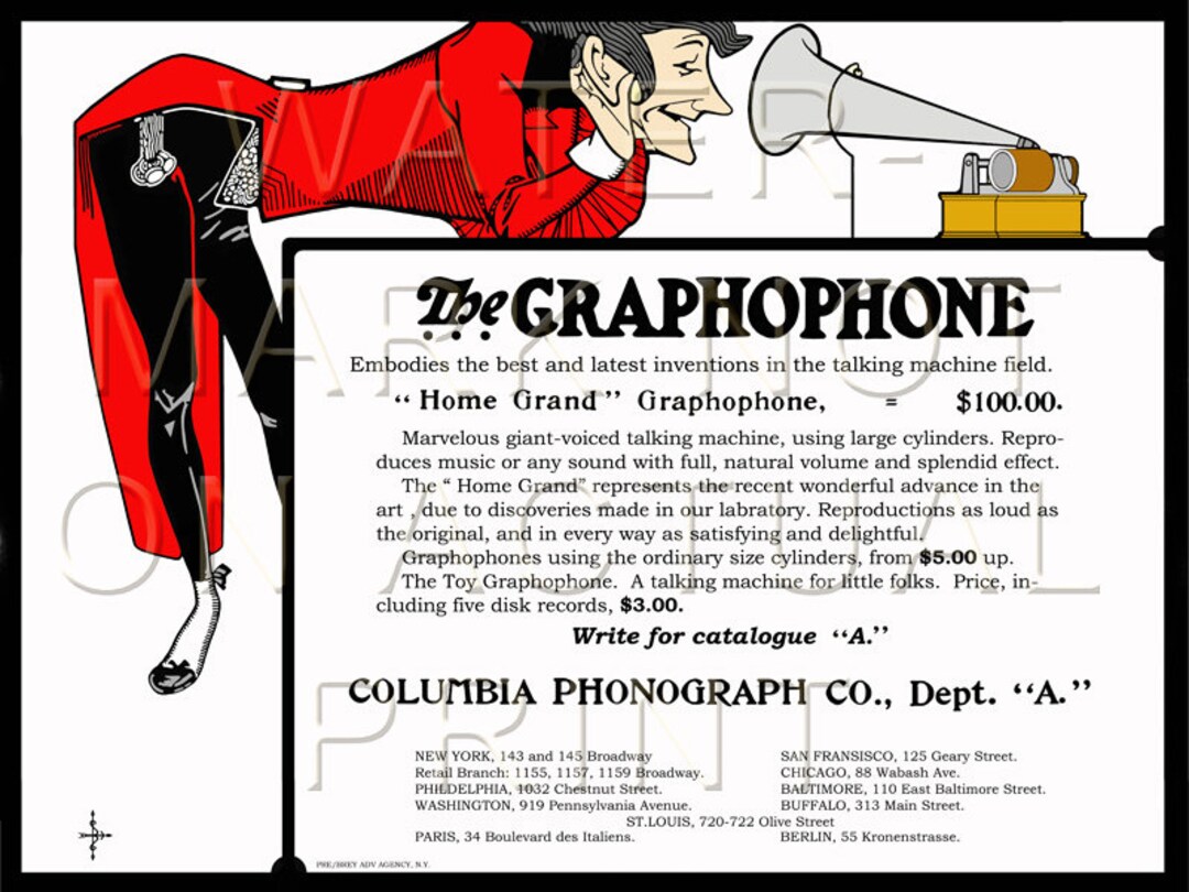 Reproduced Vintage Columbia Graphophone Phonograph Canvas Print - Etsy