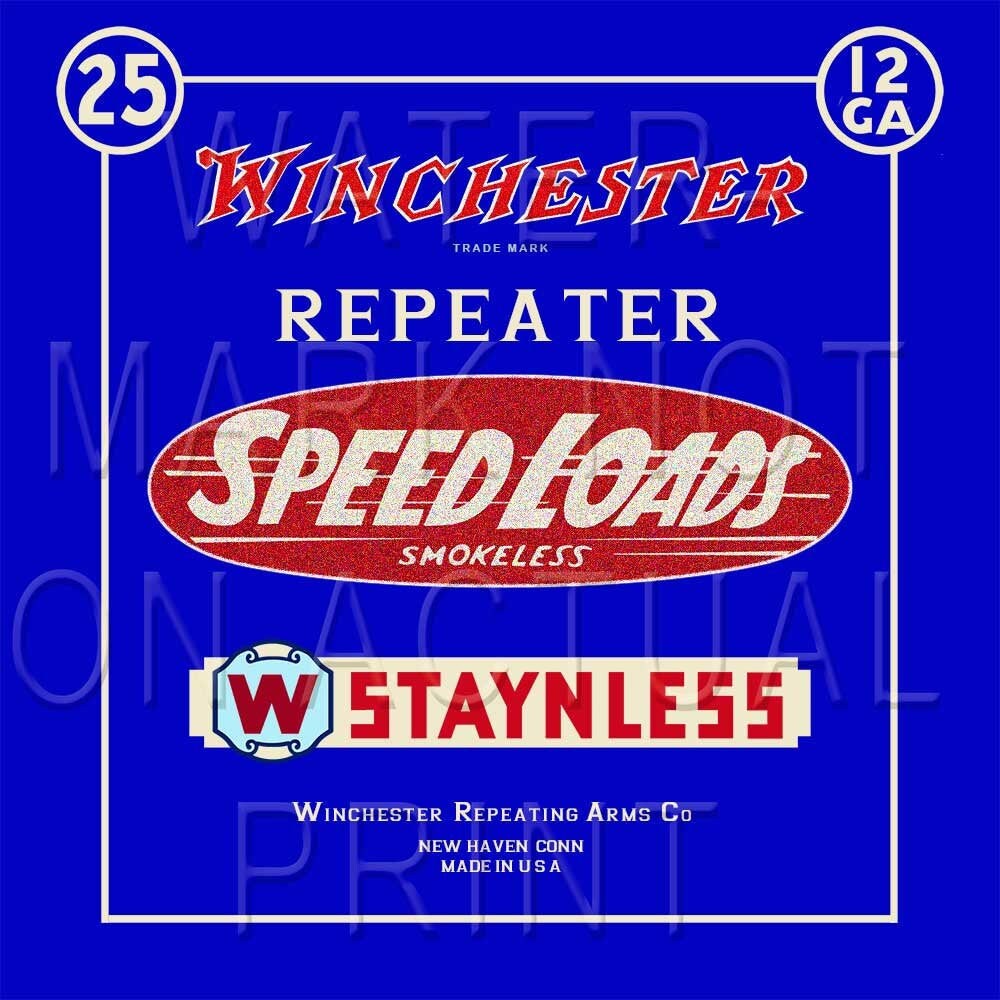 Reproduced Vintage Winchester Repeater Speed Loads Shotgun Shells Box ...