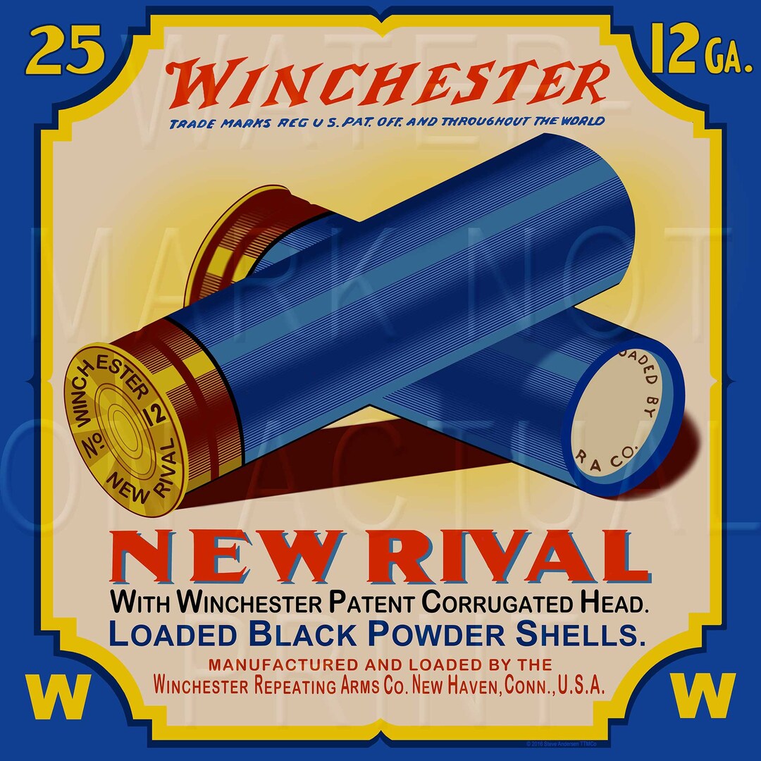 Reproduced Vintage Winchester "new Rival" Shotgun Shells Box Label ...