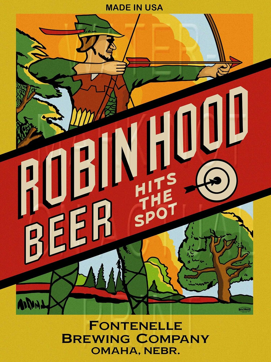Reproduced Robin Hood Beer Fontenelle Brewing Company Omaha, Nebraska ...