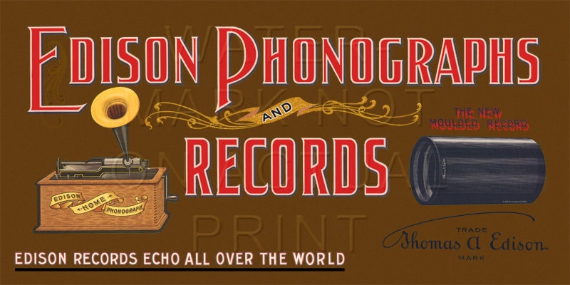 Reproduced Vintage Edison Phonograph and Records Canvas Print - Etsy