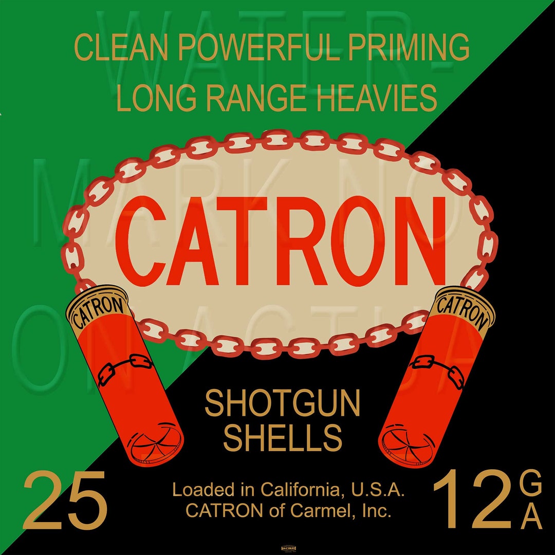 Reproduced Vintage Catron 12 Gauge Shotgun Shell Box Label on Graphic ...