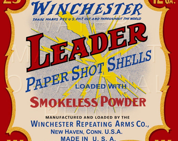 Reproduced Vintage Winchester "leader" Shotgun Shells Box Label Canvas ...